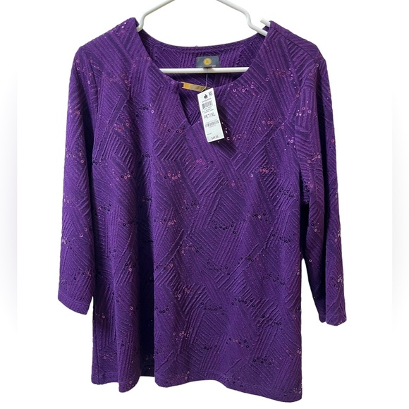 JM Collection | Tops | Jm Collection Blouse Purple With Sequins | Poshmark